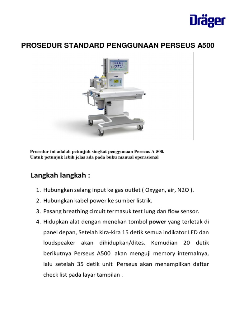 Prosedur Standard Penggunaan Perseus A500 | PDF | Teknologi & Rekayasa