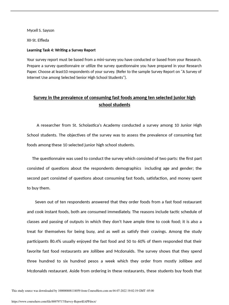 Survey Report EAPP | PDF