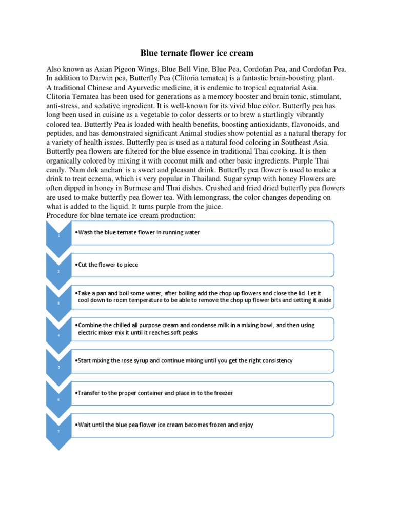 Blue Ternate Flower Ice Cream - Calunsod | PDF