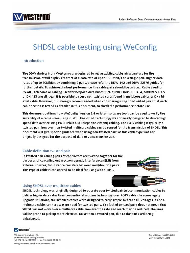 SHDSL Cable Testing Using Weconfig | PDF | Bit Rate | Signal To Noise Ratio