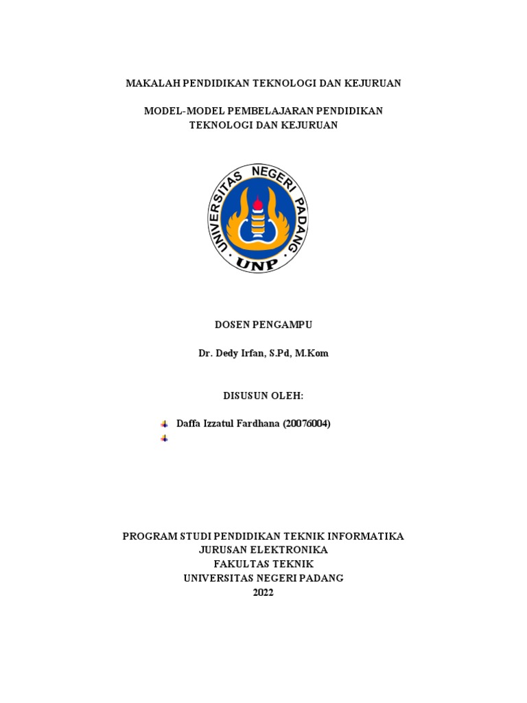 Makalah Pendidikan Teknologi Dan Kejuruan | PDF Makalah Pendidikan Teknologi Dan Kejuruan | PDF