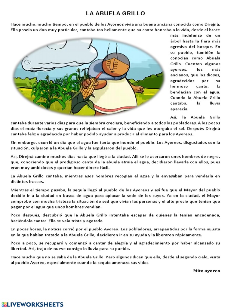 La Abuela Grillo: Mito Ayoreo | PDF