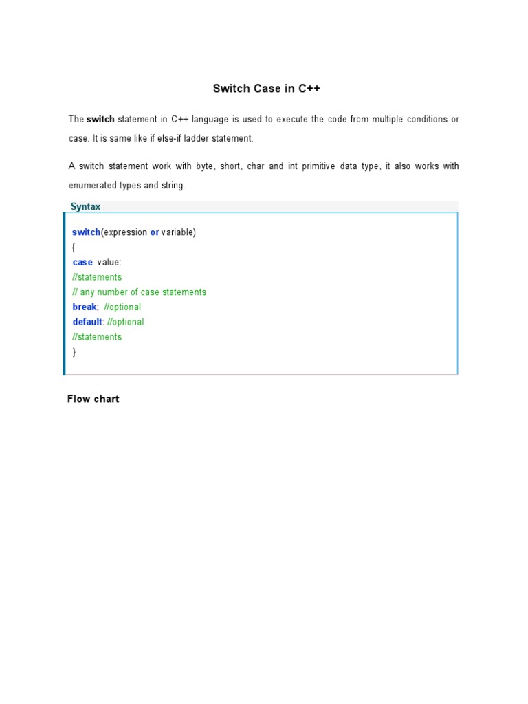 Switch Case in C | PDF | Teaching Methods & Materials