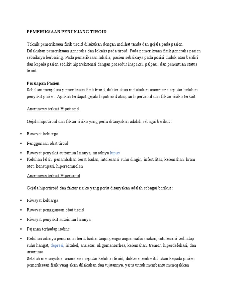 Pemeriksaan Penunjang Kelenjar Tiroid | PDF