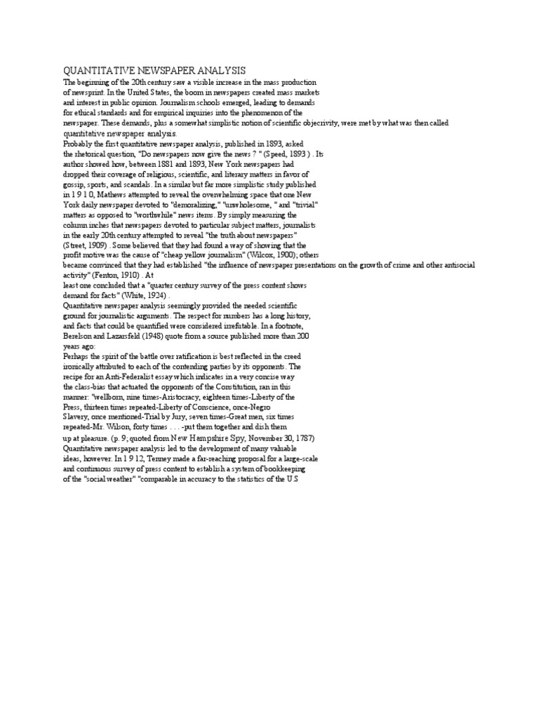Quantitative Newspaper Analysis | PDF | Newspapers | Journalism