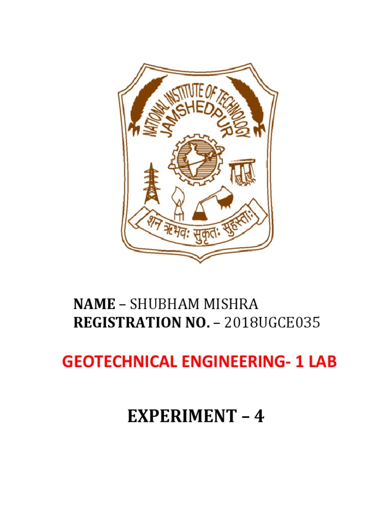 Geotechnical Engineering-1 Lab: Experiment - 4 | PDF | Soil | Applied And Interdisciplinary Physics