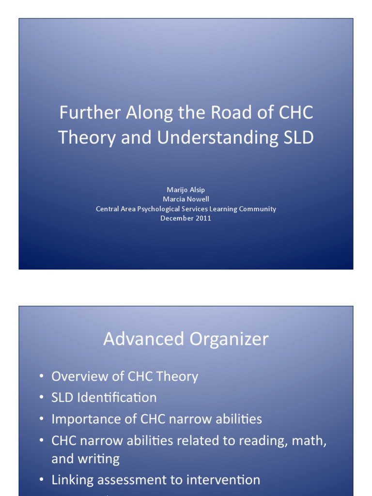 Further Along The Road of CHC Theory and Understanding SLD | PDF ...