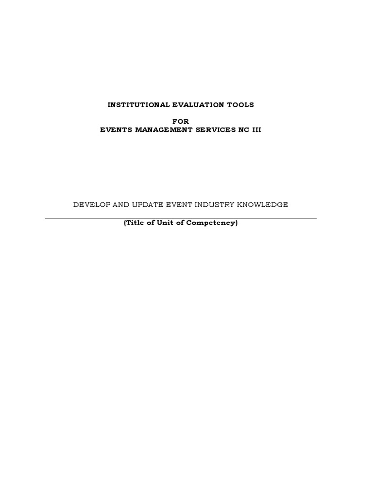 Develop and Update Event Industry Knowledge | PDF | Test (Assessment ...