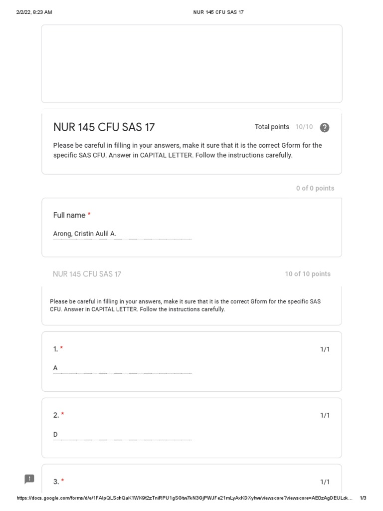 Nur 145 Cfu Sas 17 | PDF