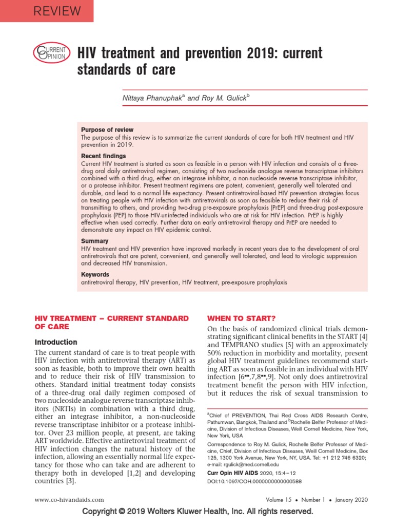HIV Treatment and Prevention 2019: Current Standards of Care | PDF ...