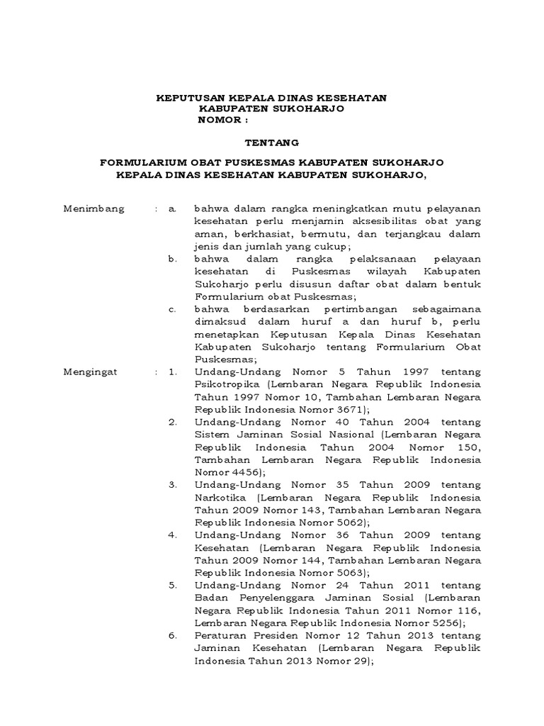 SK Formularium Obat 2016 | PDF