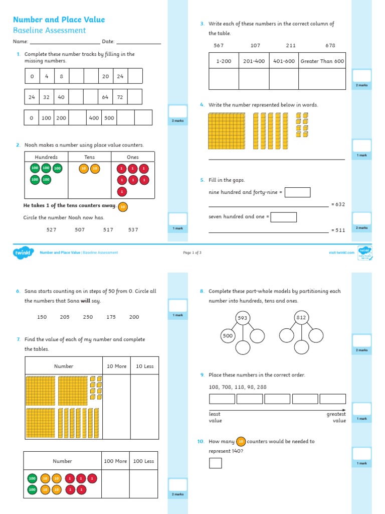 Number and Place Value Baseline Assessment | Download Free PDF ...