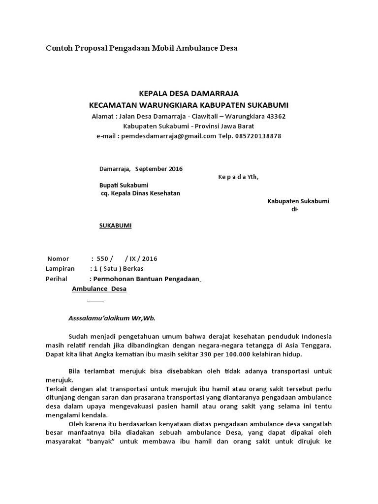 38.contoh Proposal Pengadaan Mobil Ambulance Desa | PDF | Kesehatan ...