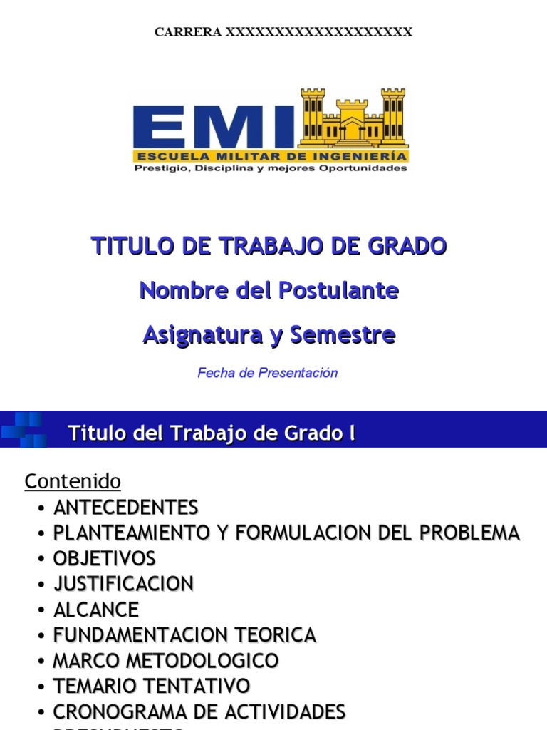 EMI - Modelo de Presentacion - Perfil de TG | PDF