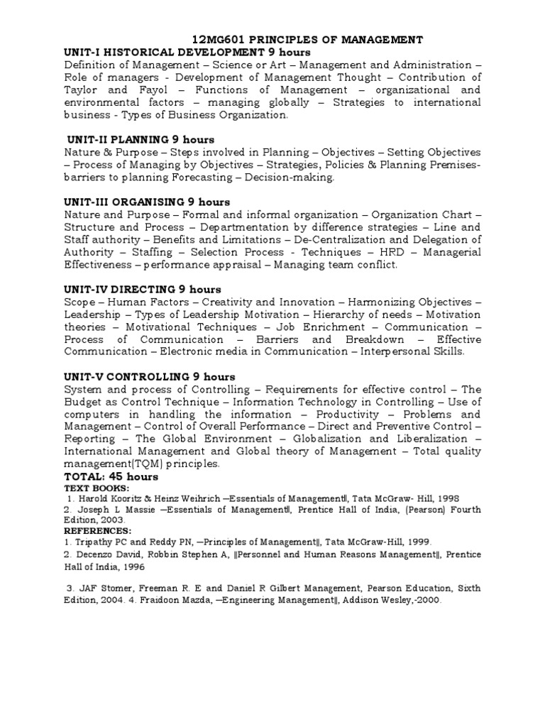 12mg601 Principles of Management | PDF | Leadership | Cognitive Science
