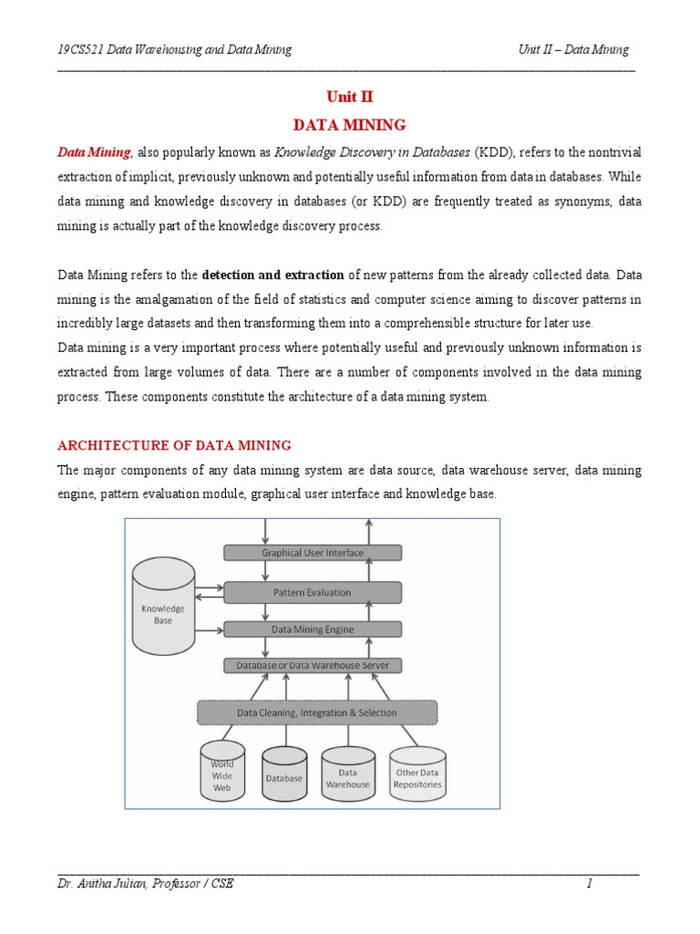 1) Architecture of Data Mining | PDF | Data Warehouse | Databases