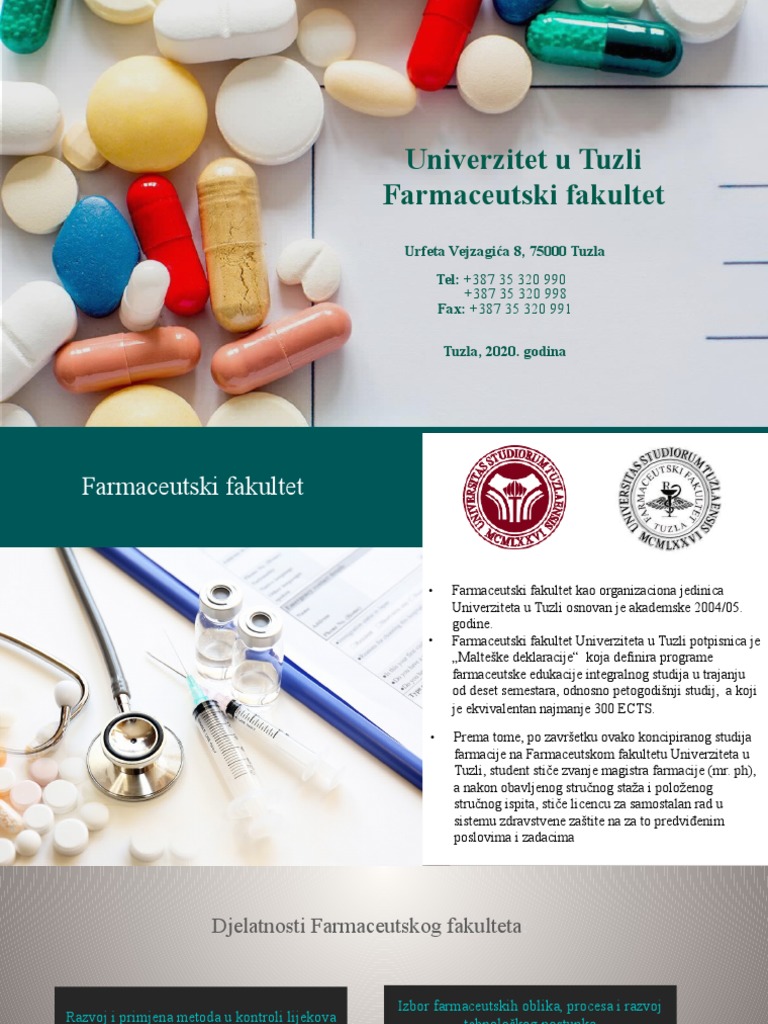 Farmaceutski Fakultet Univerzitet U Tuzli | PDF