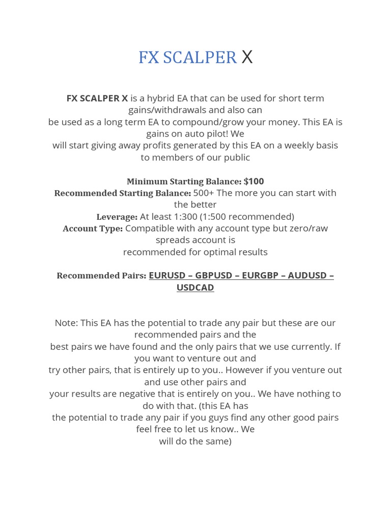 FX SCALPER X Rules! | PDF | Equity (Finance) | Leverage (Finance)