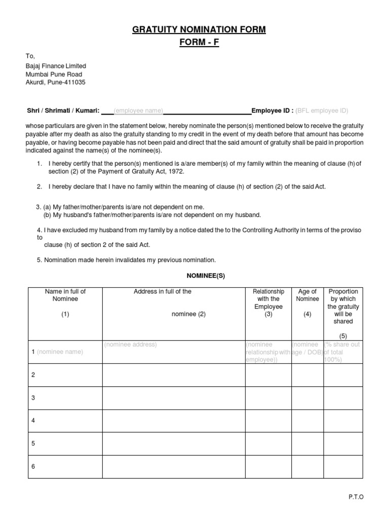Gratuity Declaration Form | PDF