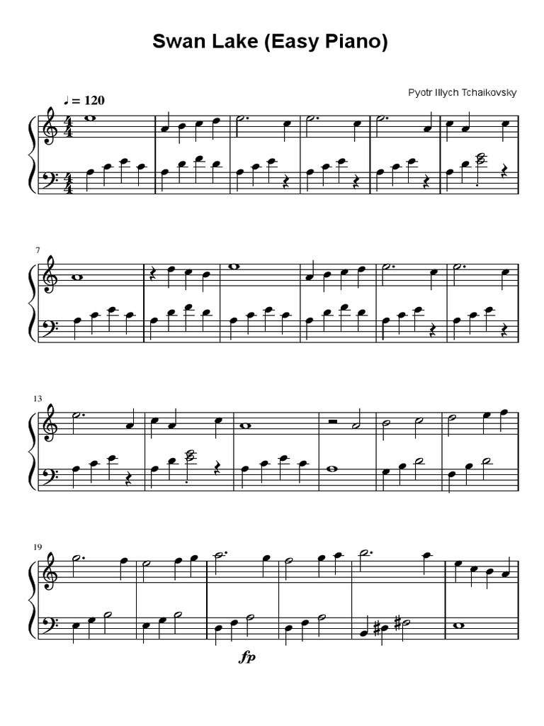 Swan Lake Easy Piano Sheet Music | PDF | Pyotr Ilyich Tchaikovsky | Compositions
