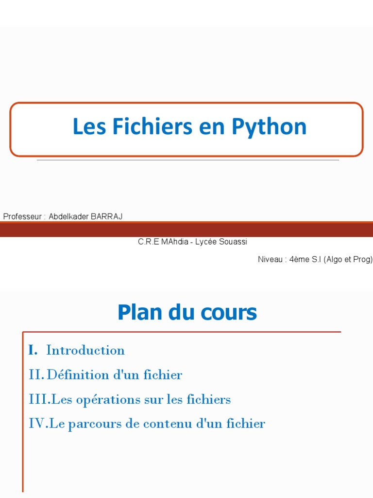 Gestion des fichiers en Python | PDF | Fichier informatique | Python (Langage de programmation)