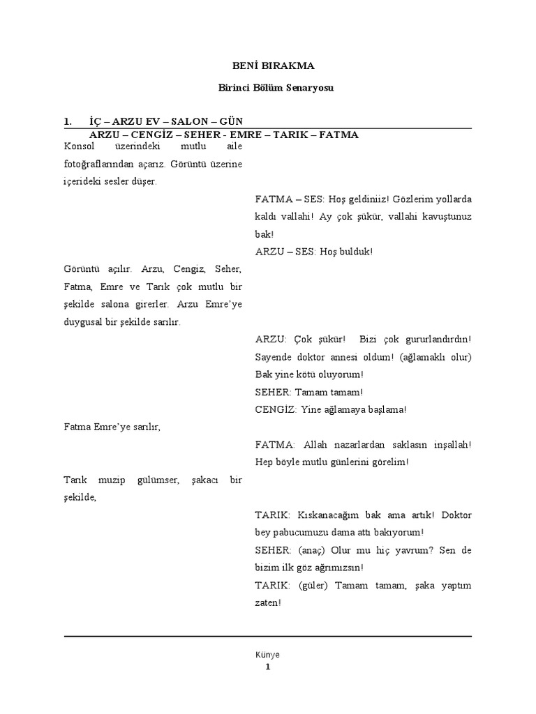 Fransiz Format Senaryo Ornegi Word 1 | PDF