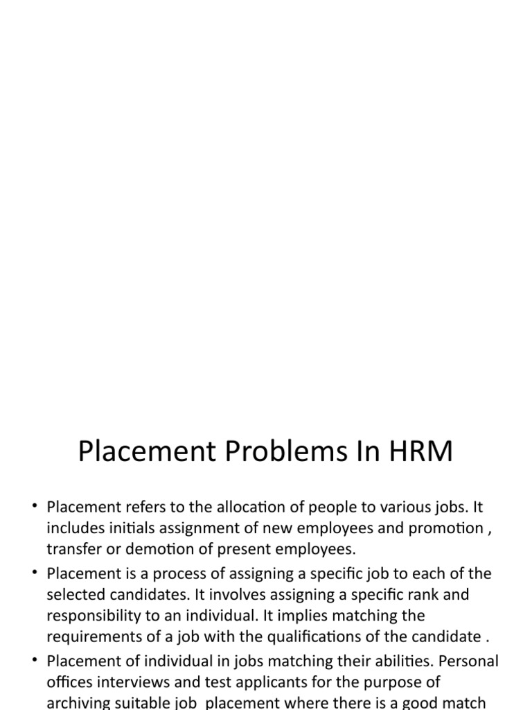 Placement Problems in HRM | PDF | Employment | Recruitment