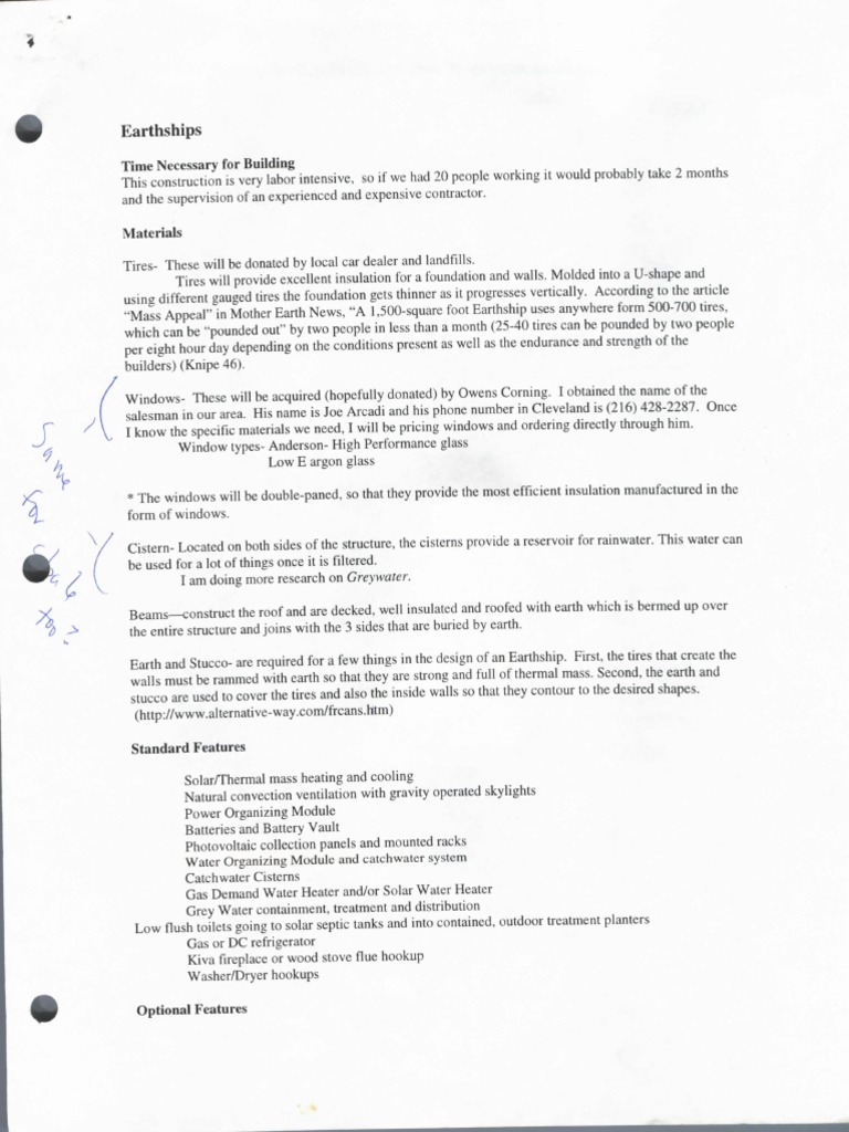 Shelter Earthship Construction Overview | PDF