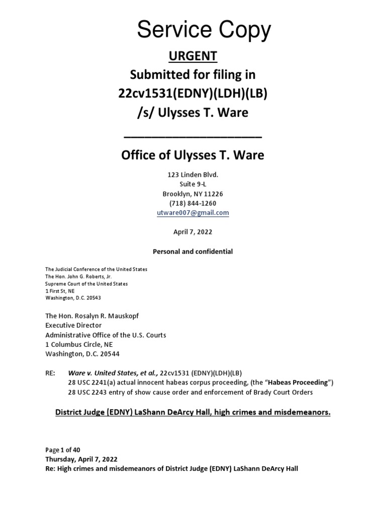 04.07.22 Criminal Judicial Misconduct of District Judge LaShann Hall ...