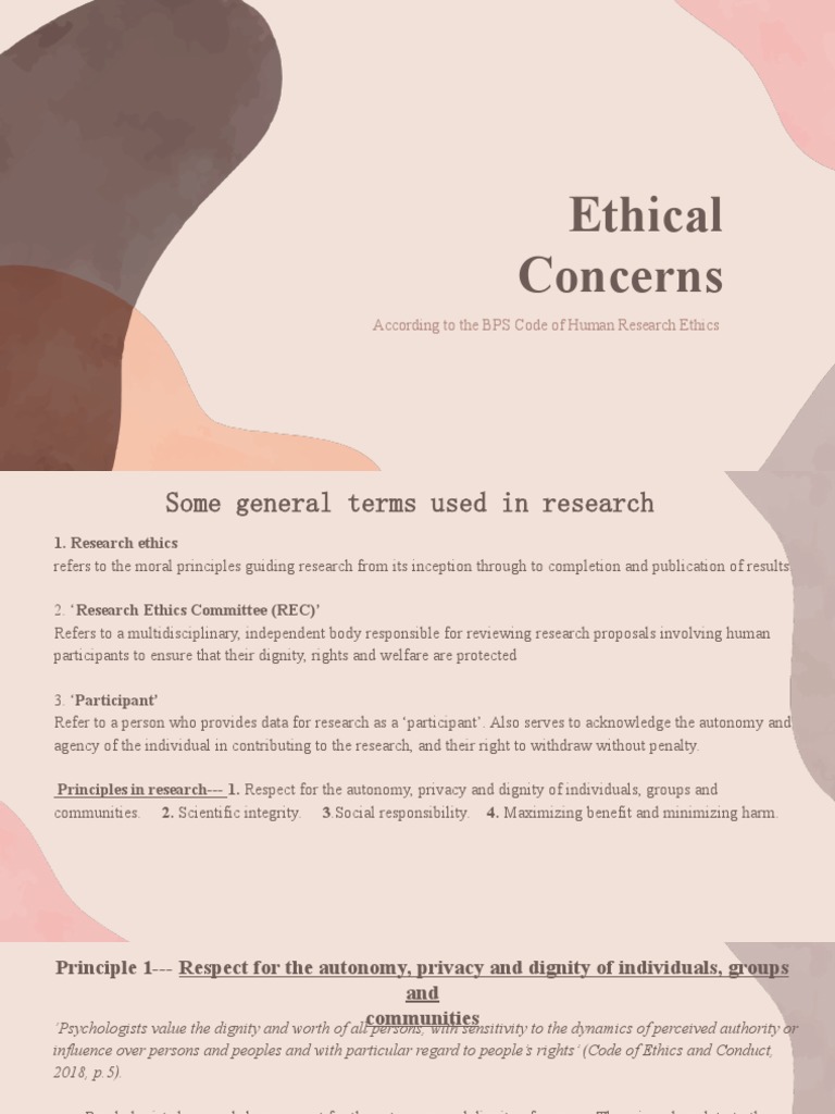 Ethical Concerns: According To The BPS Code of Human Research Ethics ...