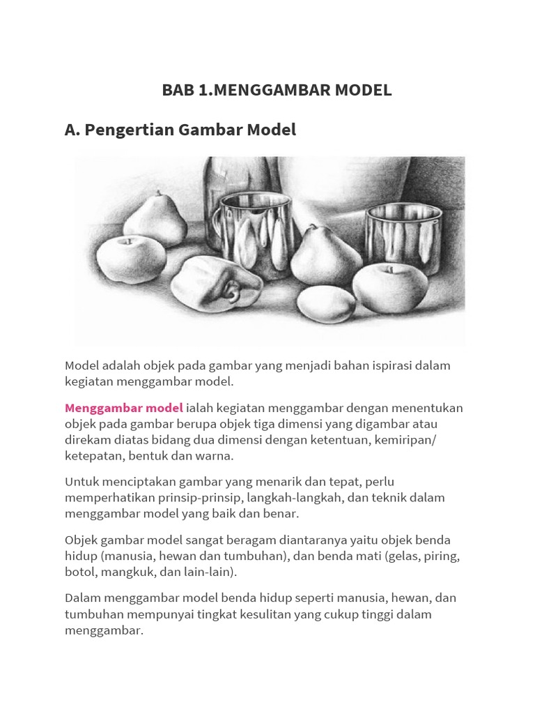 BAB 1.menggambar Model Seni Budaya Kelas 8 | PDF