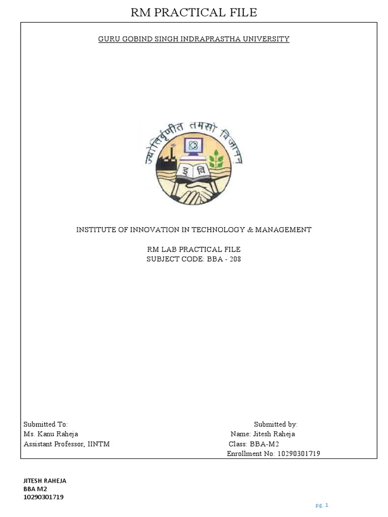 BBA M2 RM Practical File | PDF | Statistics | Analysis Of Variance