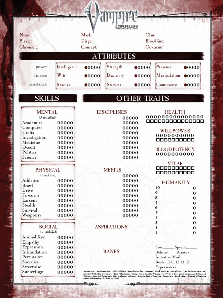 VtM Character Sheet | PDF