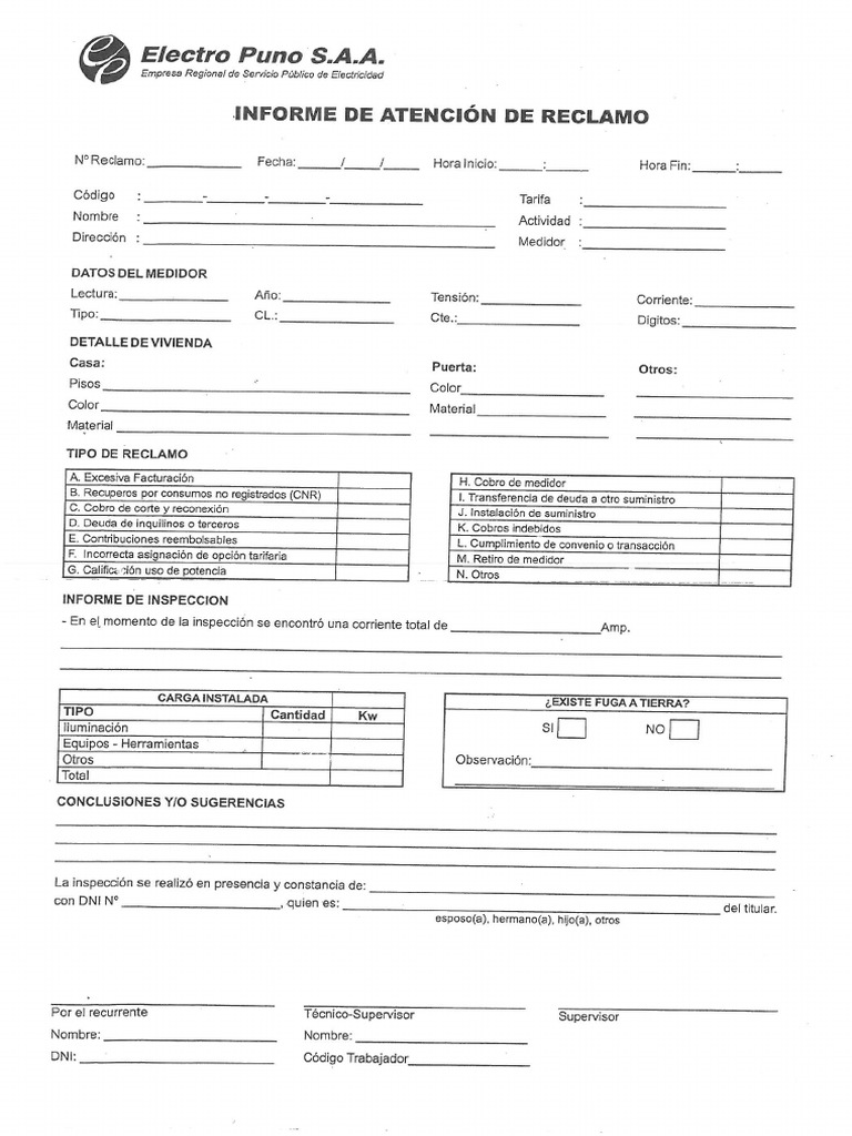 Formatos Atencion de Reclamos | PDF