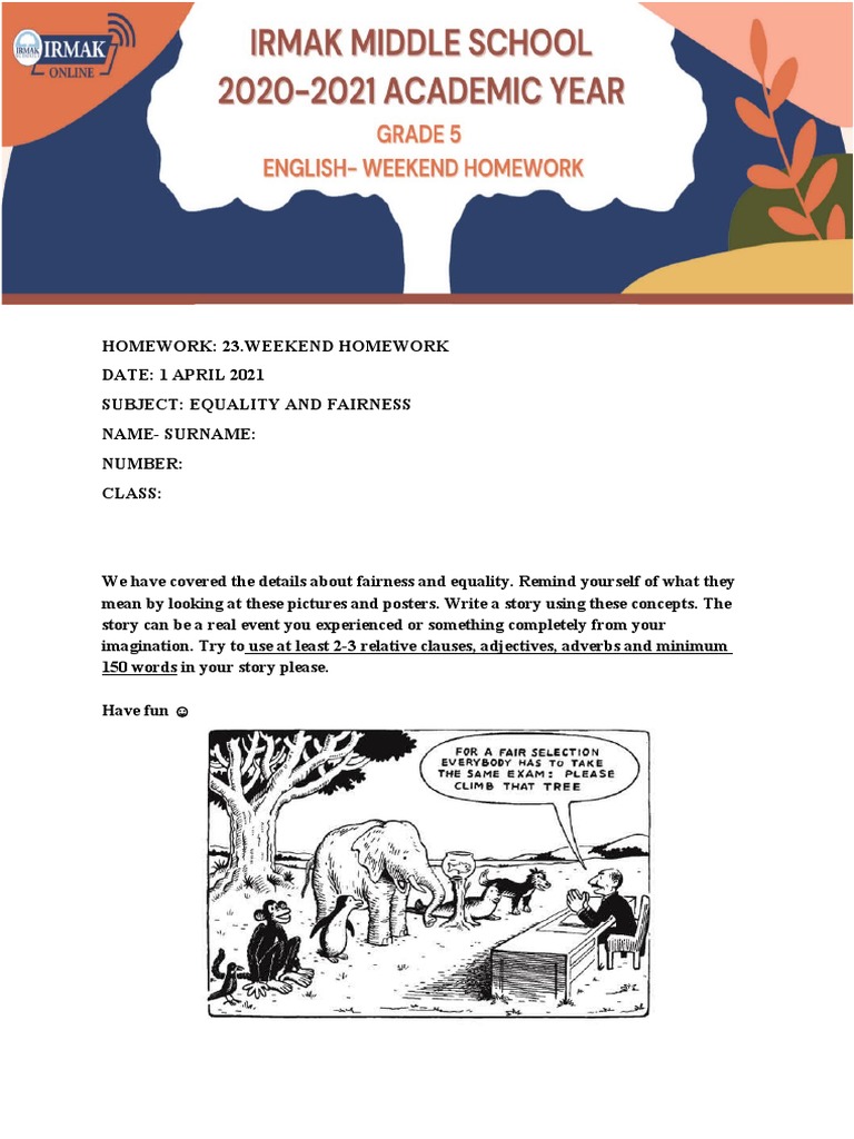 English 1 Weekend Homework (3-4 April) | PDF | Language Arts & Discipline