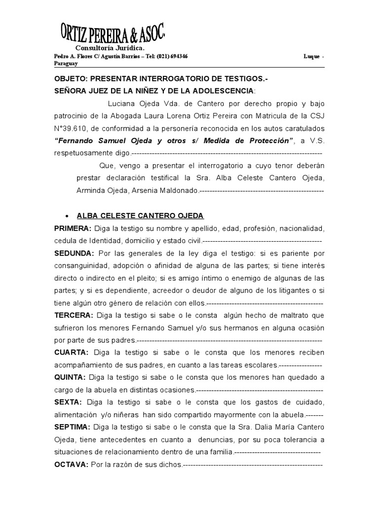 Modelo INTERROGATORIO - GUARDA | PDF