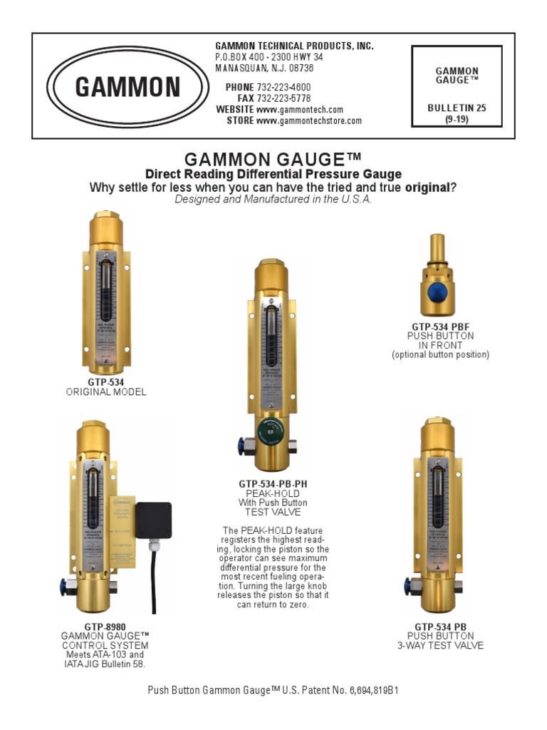 Gammon Differential Pressure Gauges | PDF