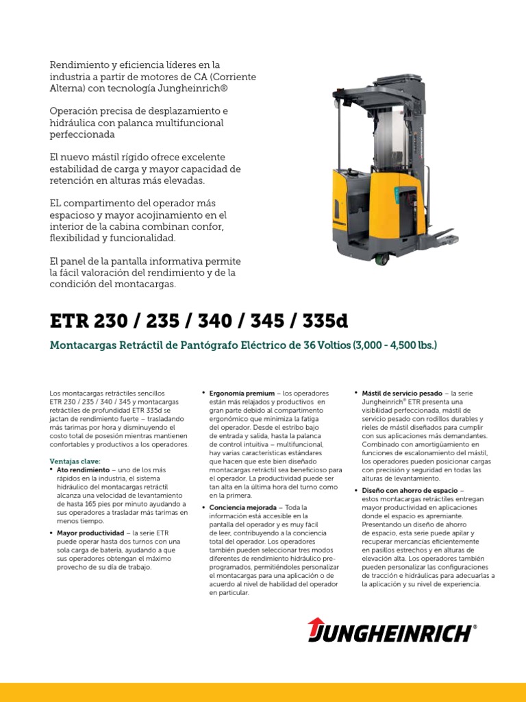 Etr 230-Etr 335d Spec Sheet-Spanish | PDF | Máquina elevadora ...