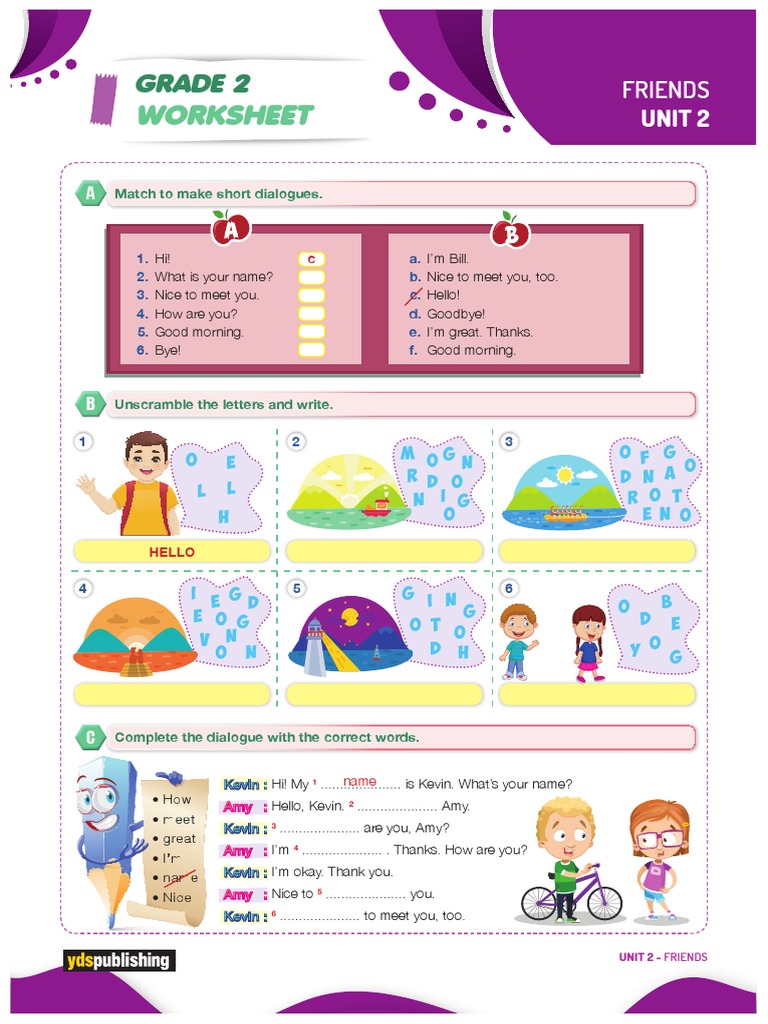 Grade 2 Online Worksheet Unit 2 | PDF
