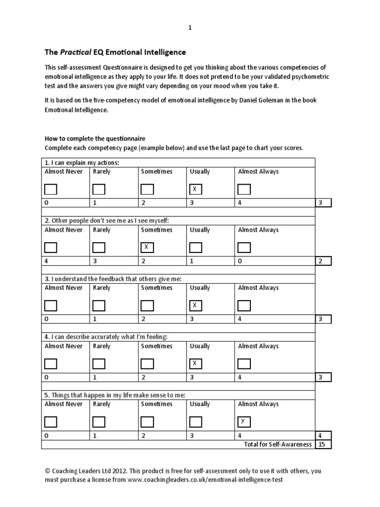 Emotional Intelligence EQ Test | PDF