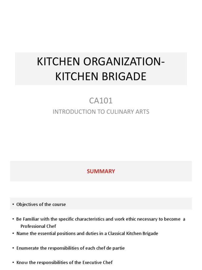 Kitchen Brigade | PDF