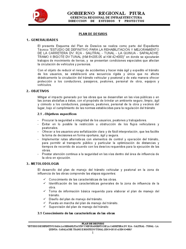 Plan de Desvio-Esquema Ok | PDF | Peatonal | La carretera