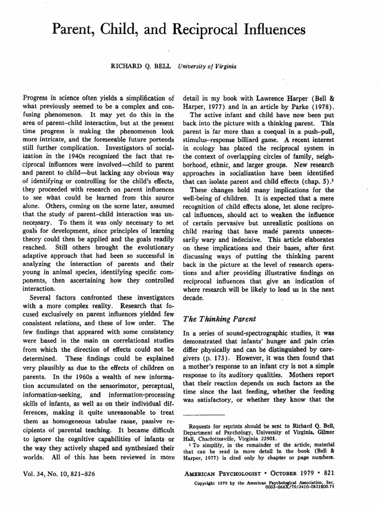 Parent, Child, and Reciprocal Influences | PDF | Attitude (Psychology ...