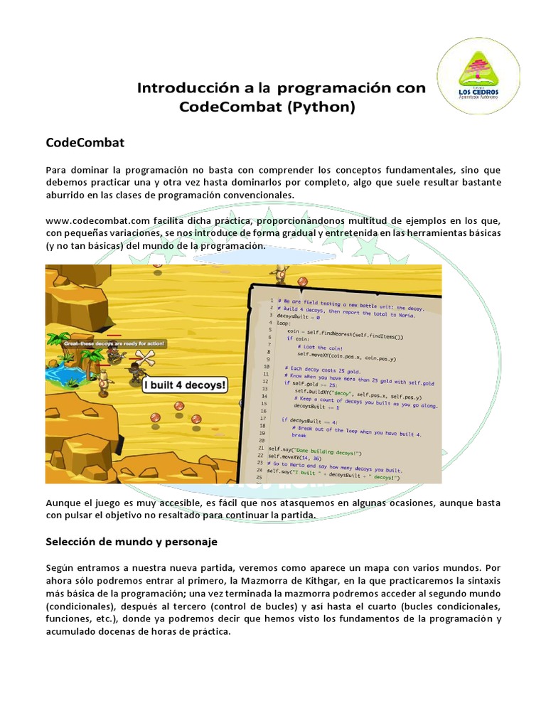 Introducción a CodeCombat en Python | PDF