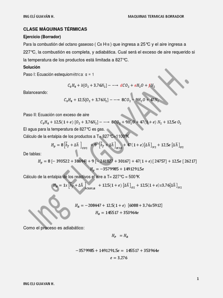 Maquinas Termicas Clase 2021-II Ejerc Tablas de Entalpias | PDF