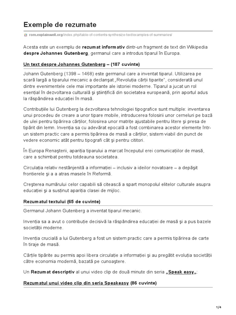 Exemple de Rezumate | PDF