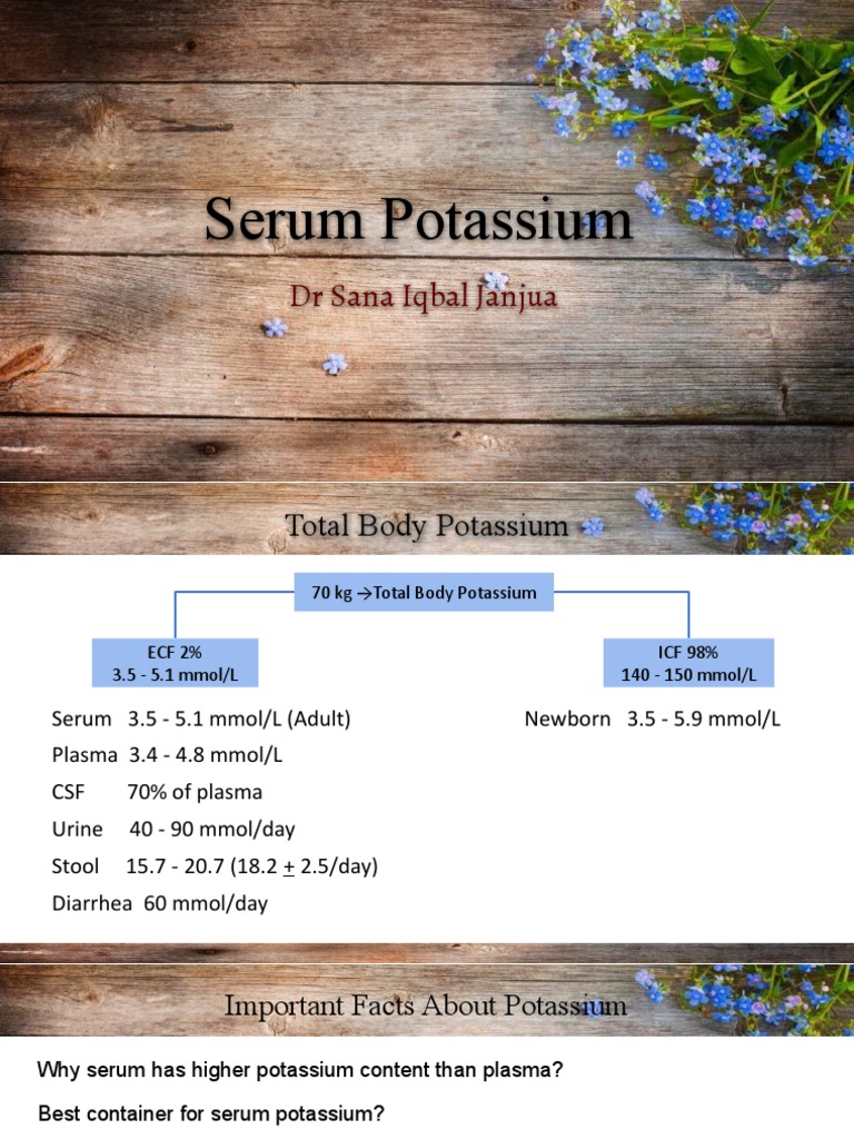 Serum Potassium: DR Sana Iqbal Janjua | PDF | Potassium | Chemistry