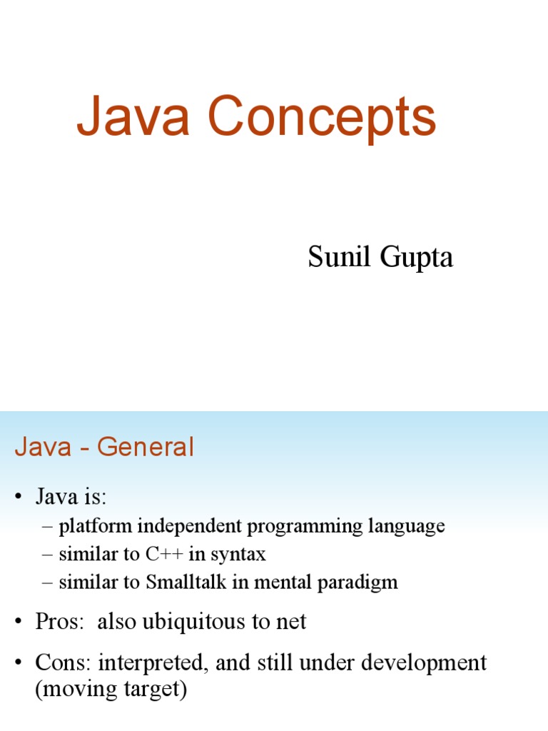 Java Concepts: Sunil Gupta | PDF | Java Virtual Machine | Method (Computer Programming)