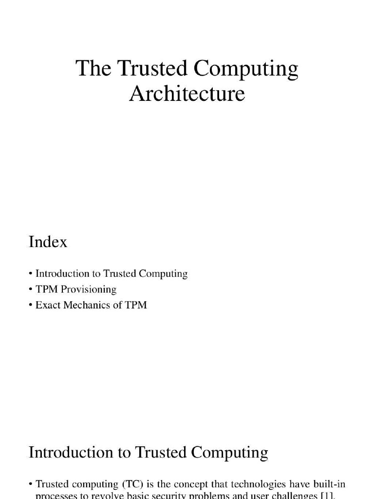 The Trusted Computing Architecture | PDF