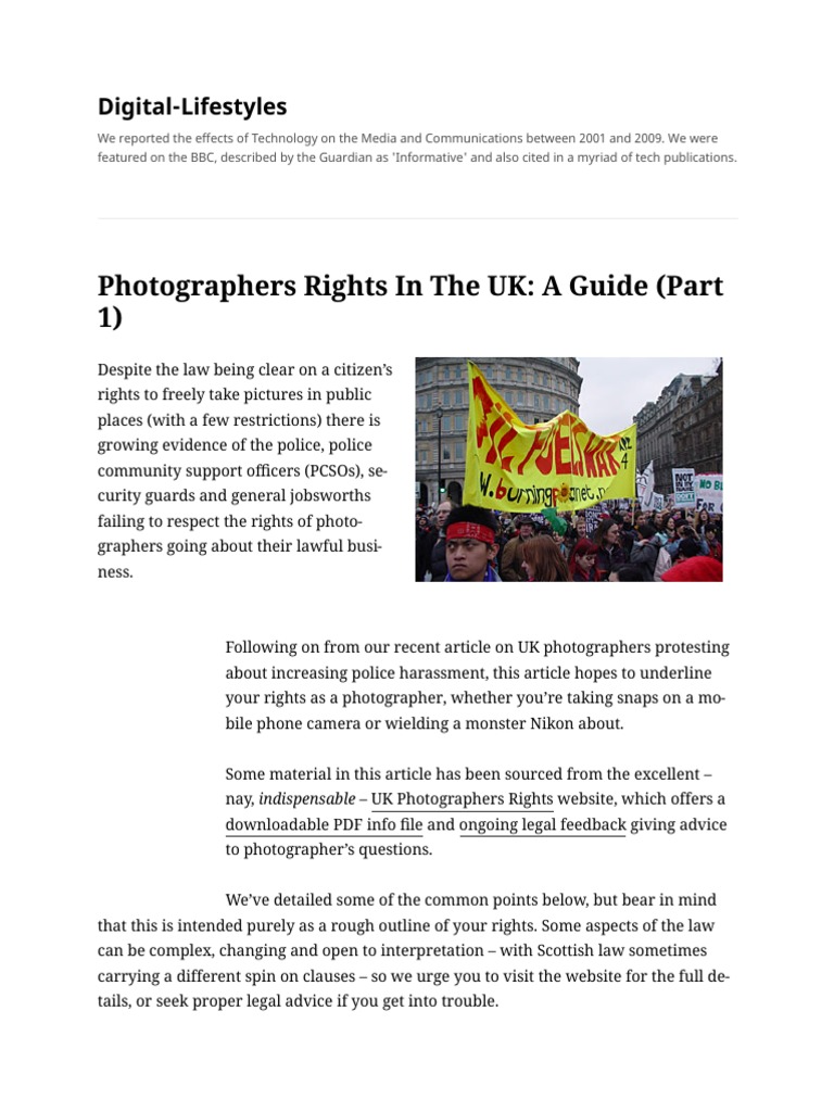 Photographers Rights in The UK - A Guide (Part 1) - Digital-Lifestyles ...